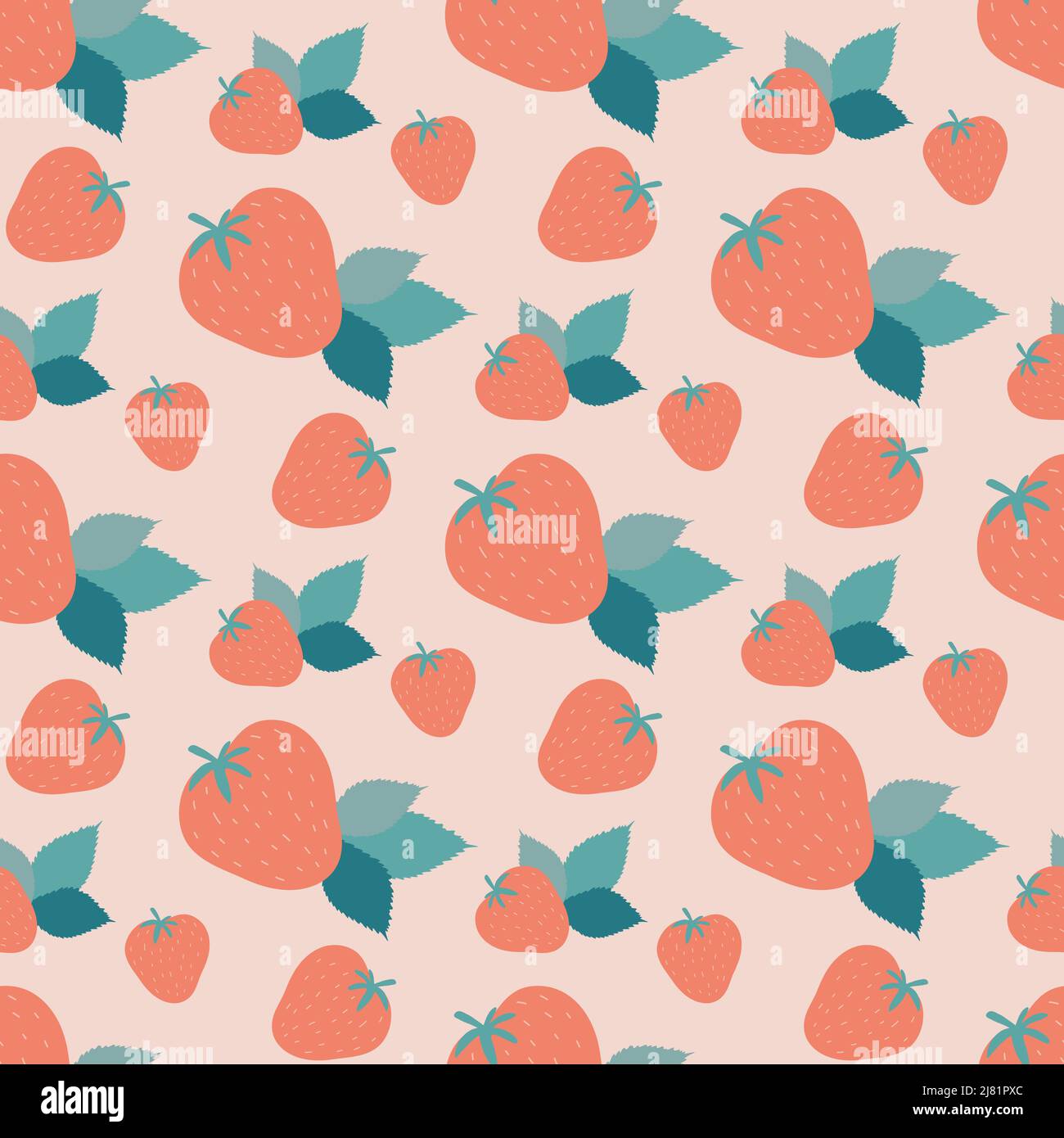 Pink strawberry berry seamless pattern. Cute pastel pattern with ...