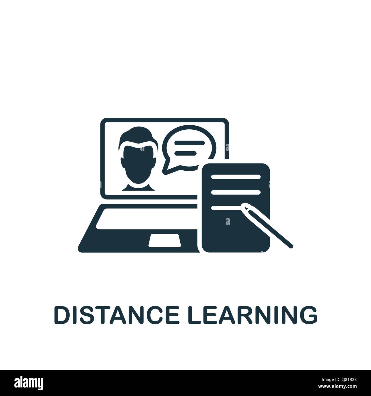 Distance Learning icon. Monochrome simple E-Learning icon for templates ...