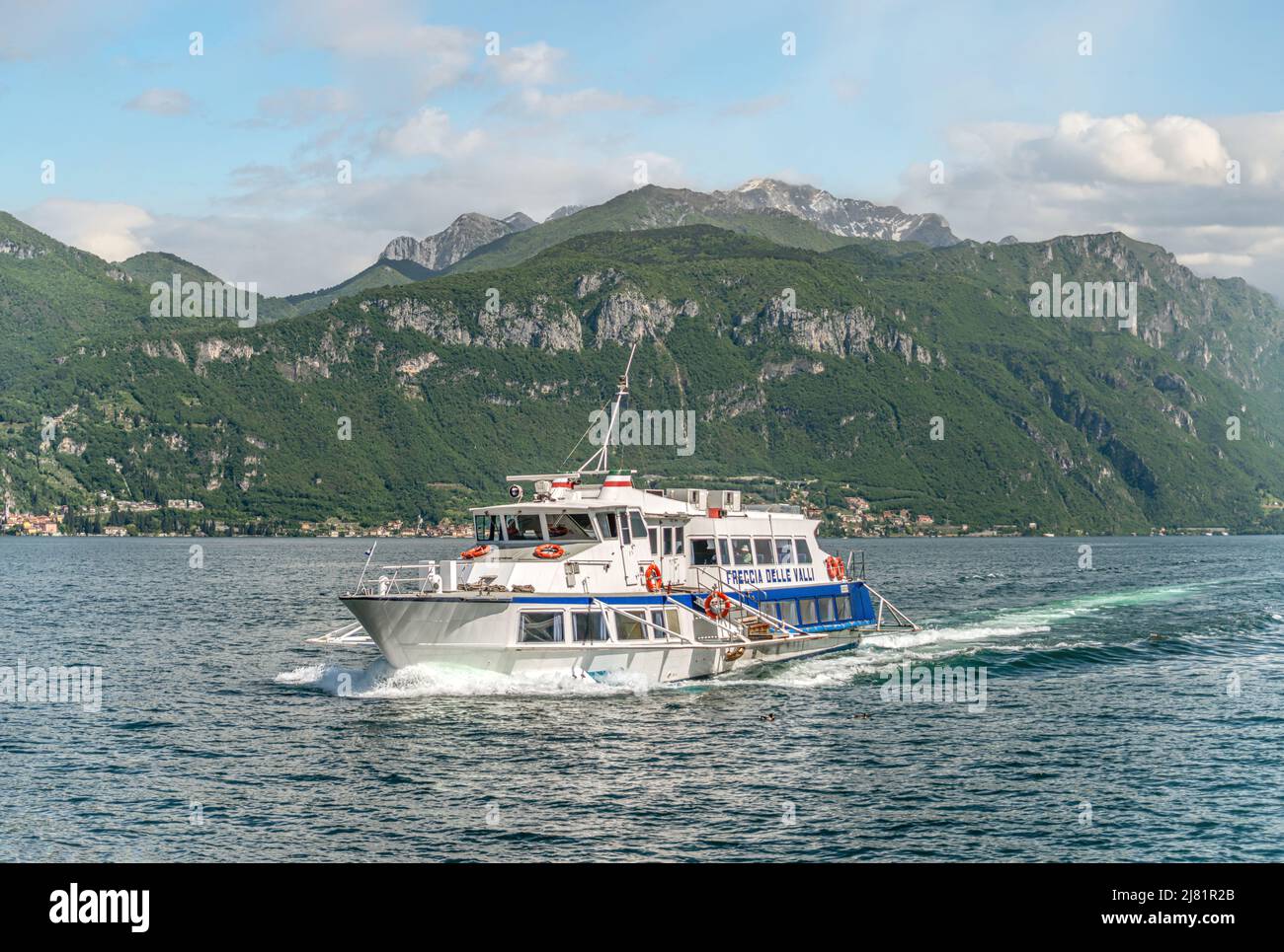 Passenger ferry on Lake Como near Menaggio, Lombardy, Italy Stock Photo ...