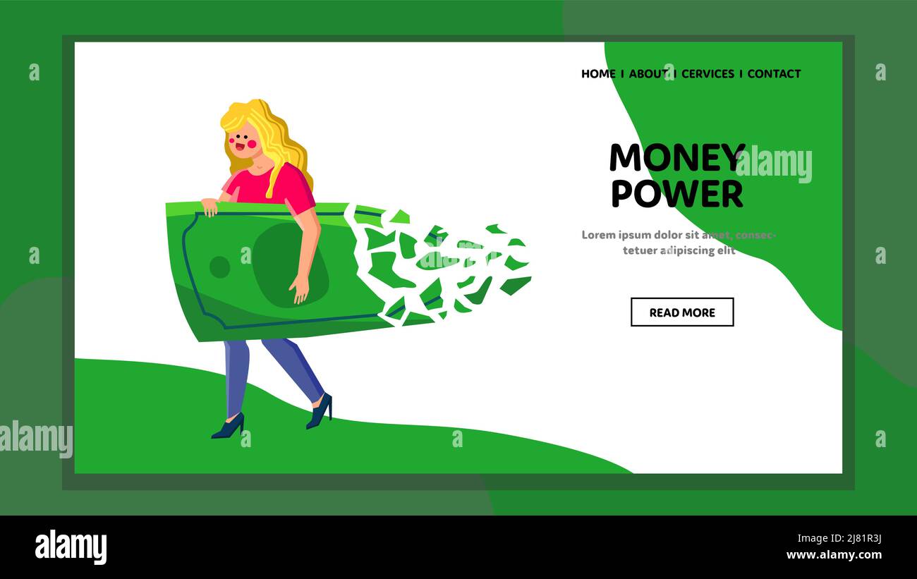 Money Power Cognition Young Businesswoman Vector Stock Vector Image ...