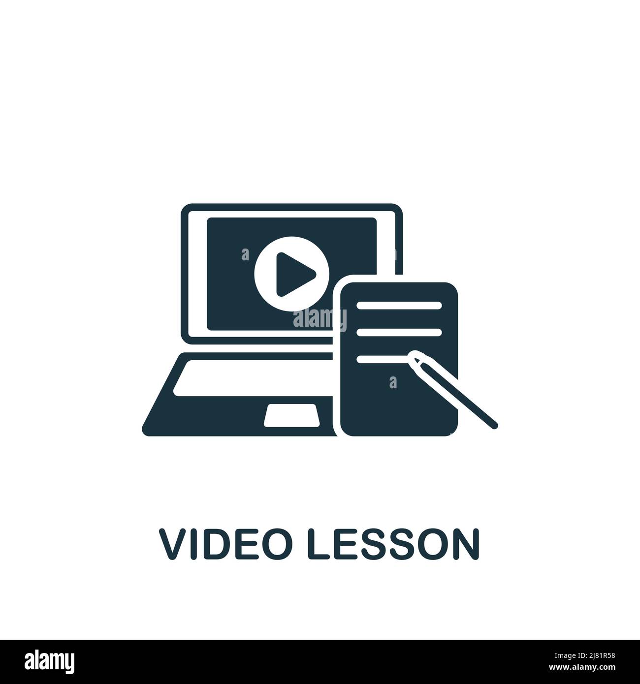 Video Lesson icon. Monochrome simple E-Learning icon for templates, web ...