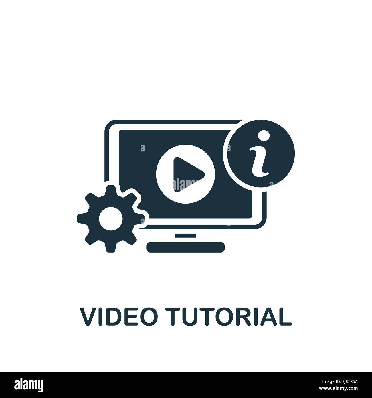 Video Tutorial icon. Monochrome simple E-Learning icon for templates ...
