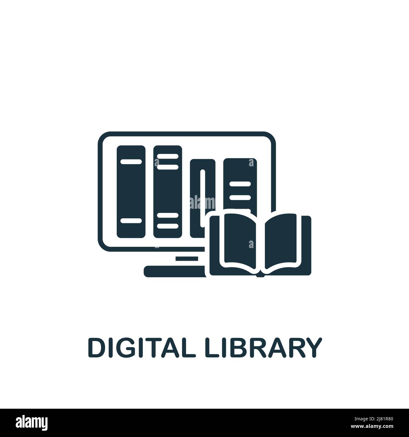 Digital Library icon. Monochrome simple E-Learning icon for templates ...