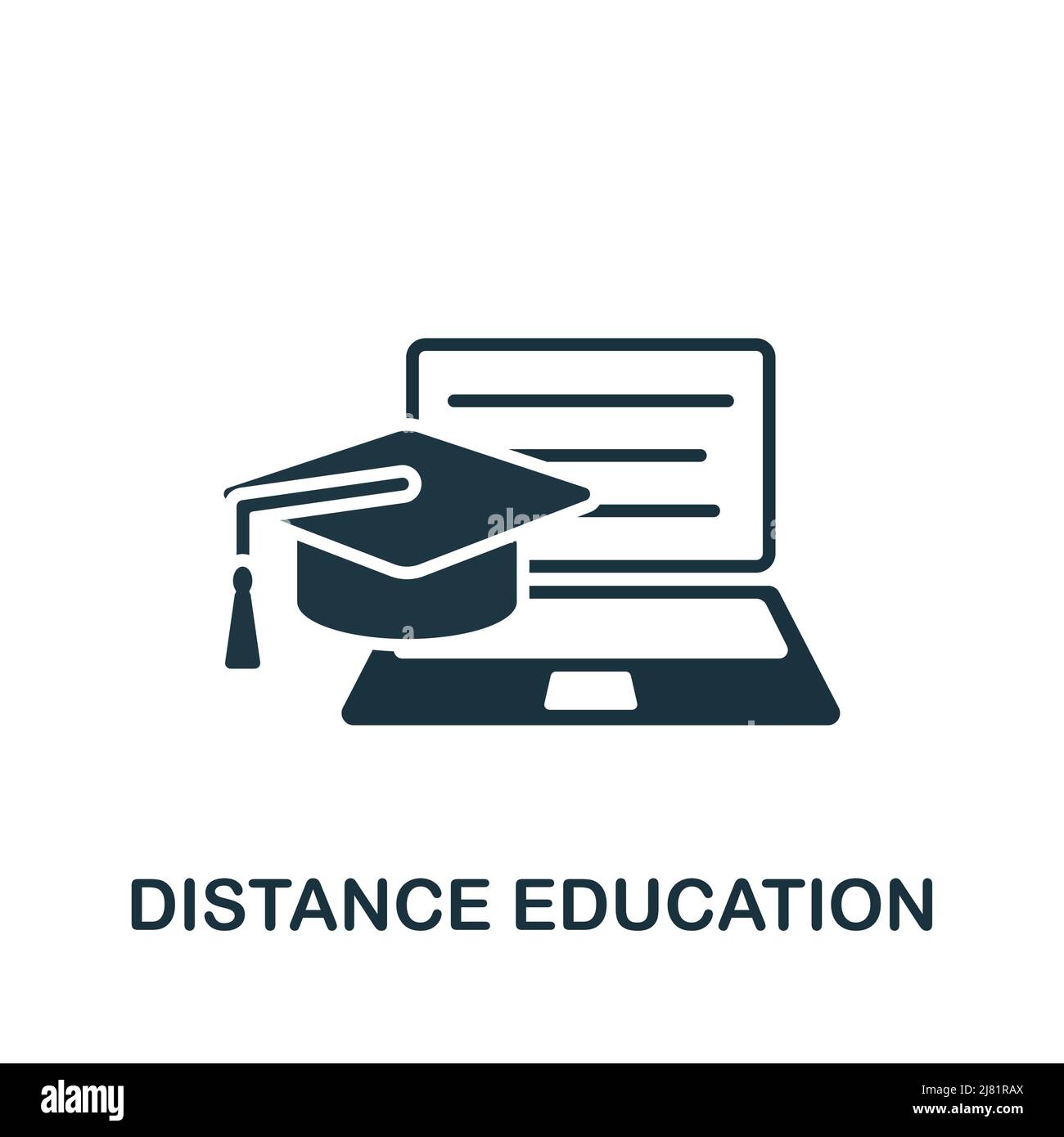 Distance Education icon. Monochrome simple E-Learning icon for ...