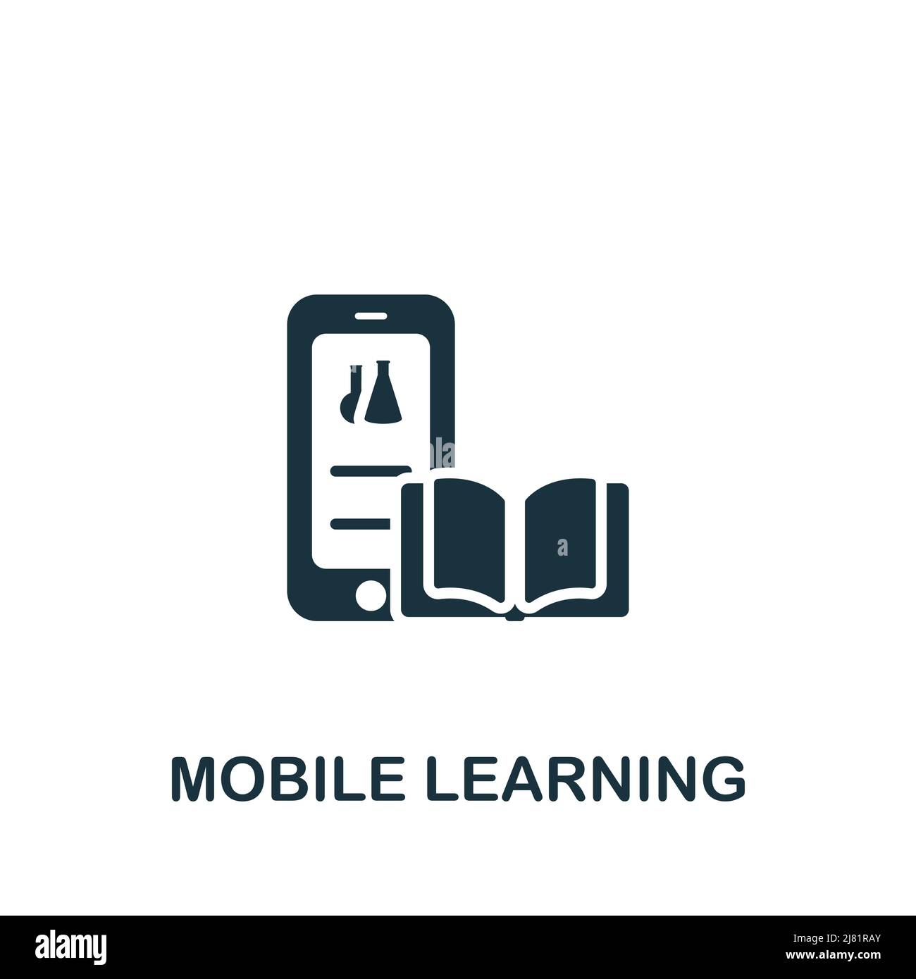 Mobile Learning icon. Monochrome simple E-Learning icon for templates ...