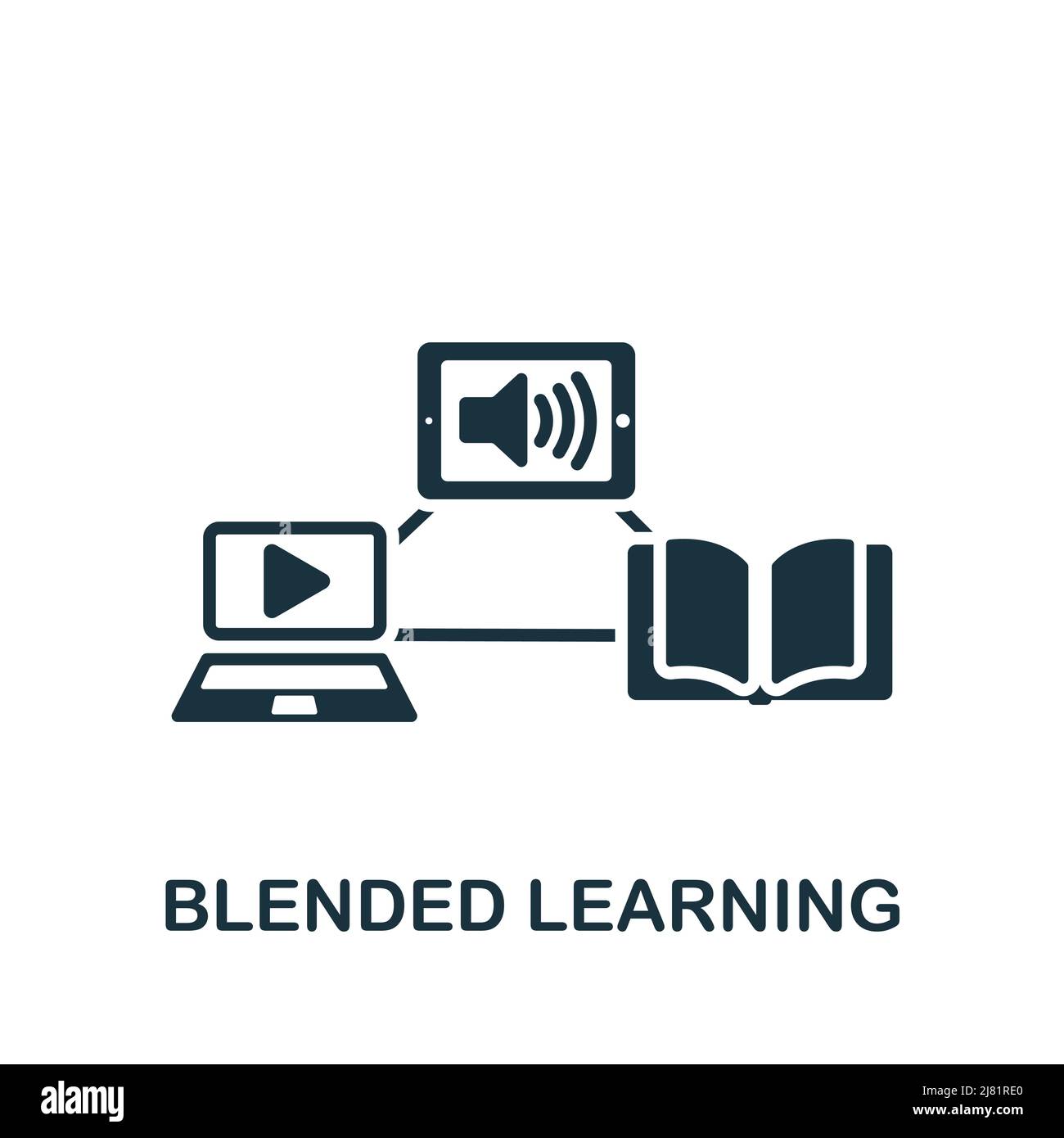 Blended Learning icon. Monochrome simple E-Learning icon for templates ...