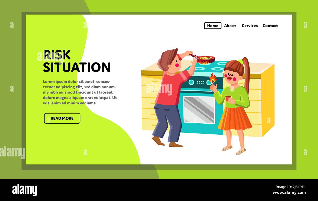 Kitchen fire accident Stock Vector Images - Alamy