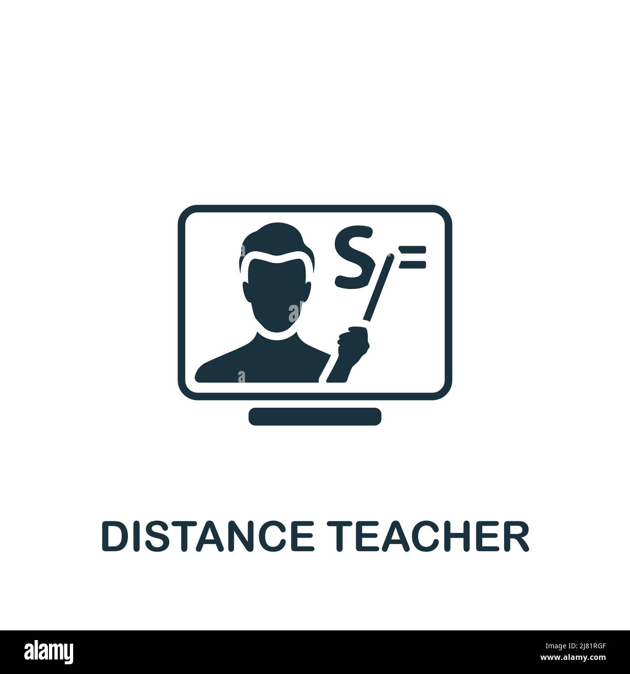 Distance Teacher icon. Monochrome simple E-Learning icon for templates ...