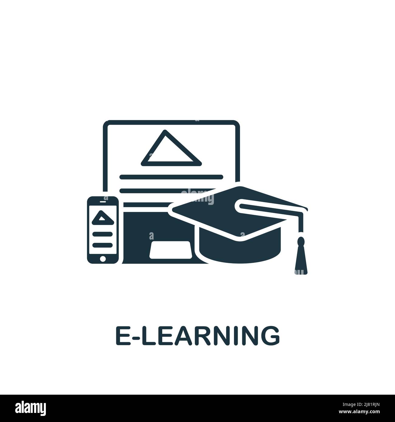 E-Learning icon. Monochrome simple E-Learning icon for templates, web ...
