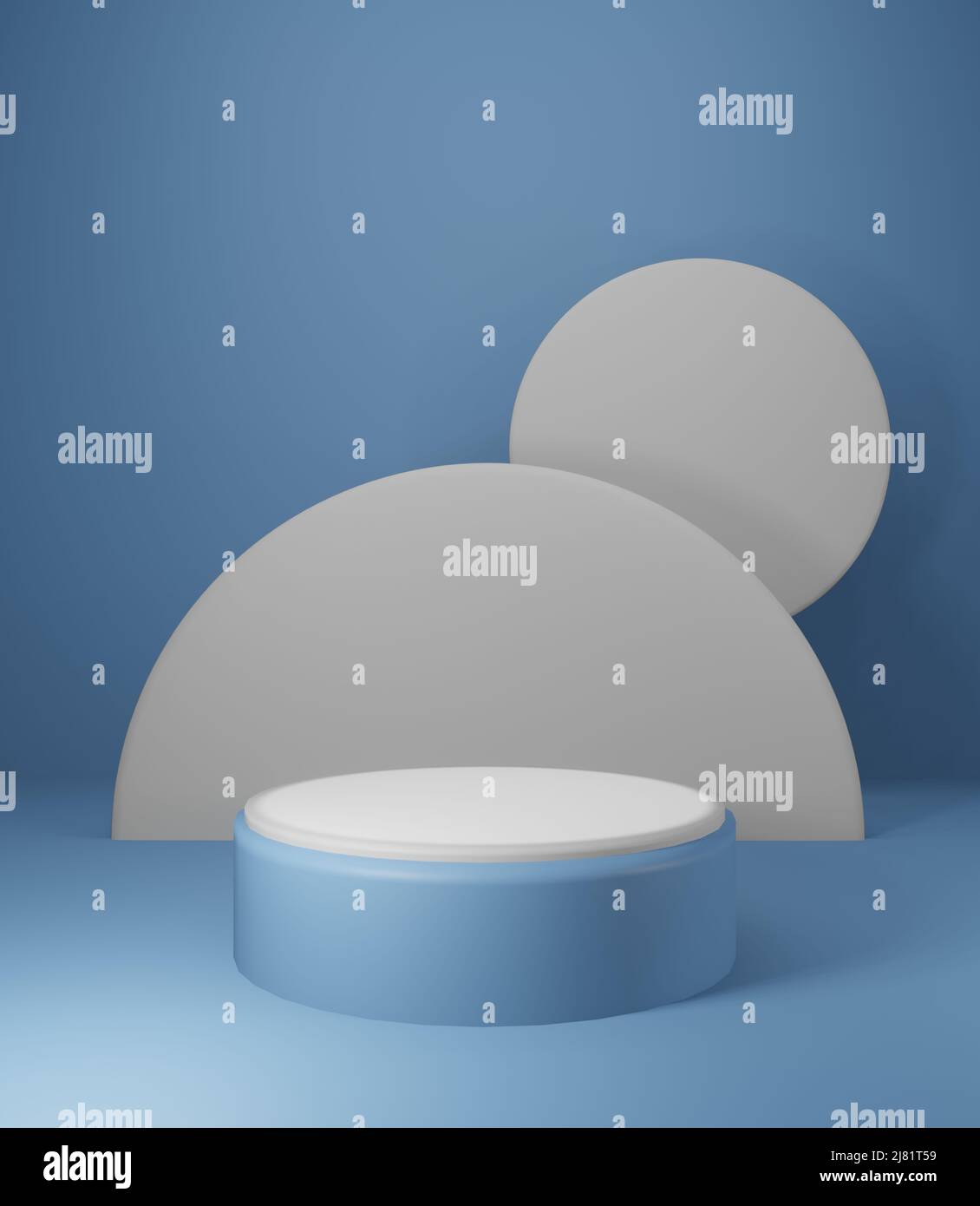 Generic product display presentation. One blue cylinder pedestal podium ...