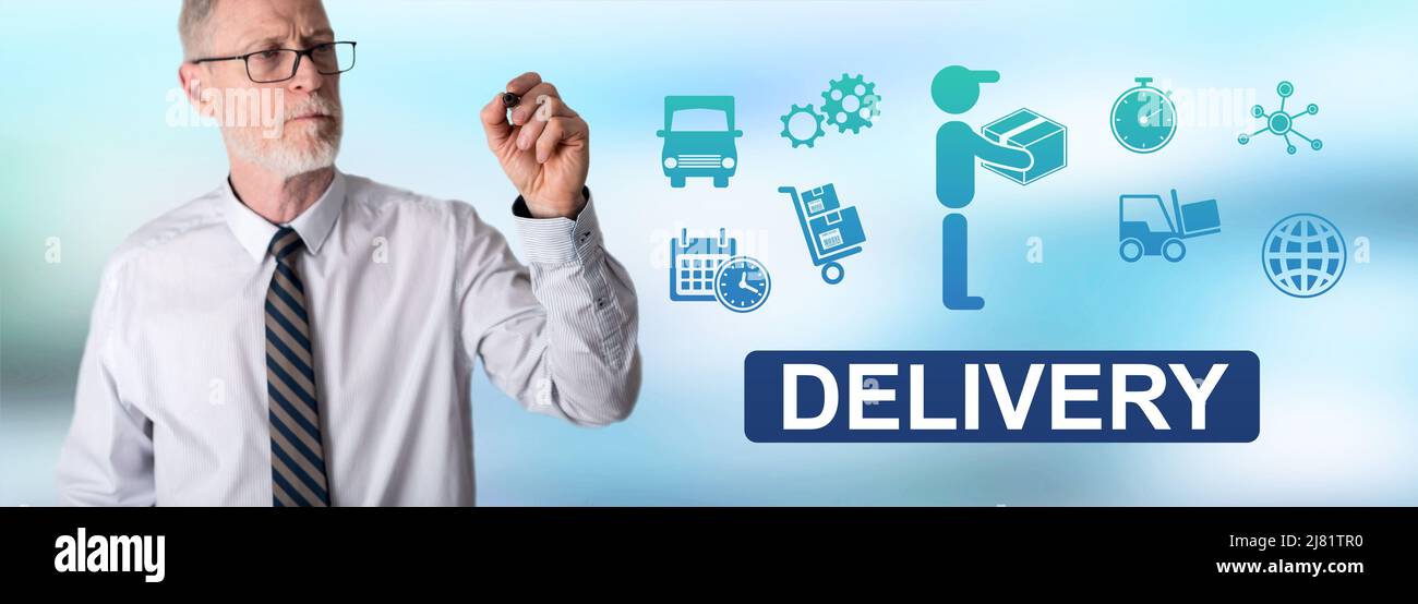 Delivery concept drawn by a businessman Stock Photo - Alamy