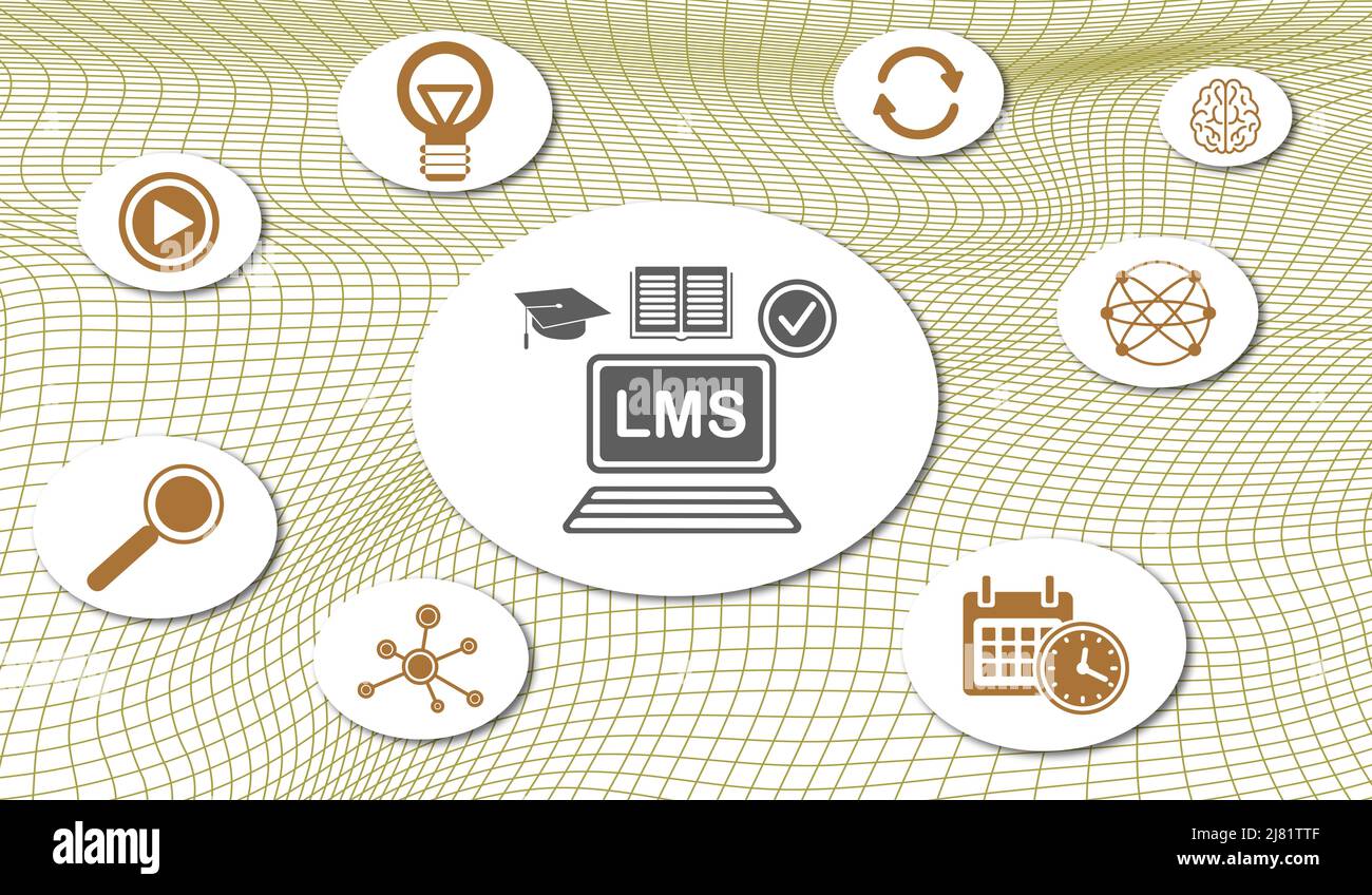 Concept of lms with icons on mesh network Stock Photo - Alamy