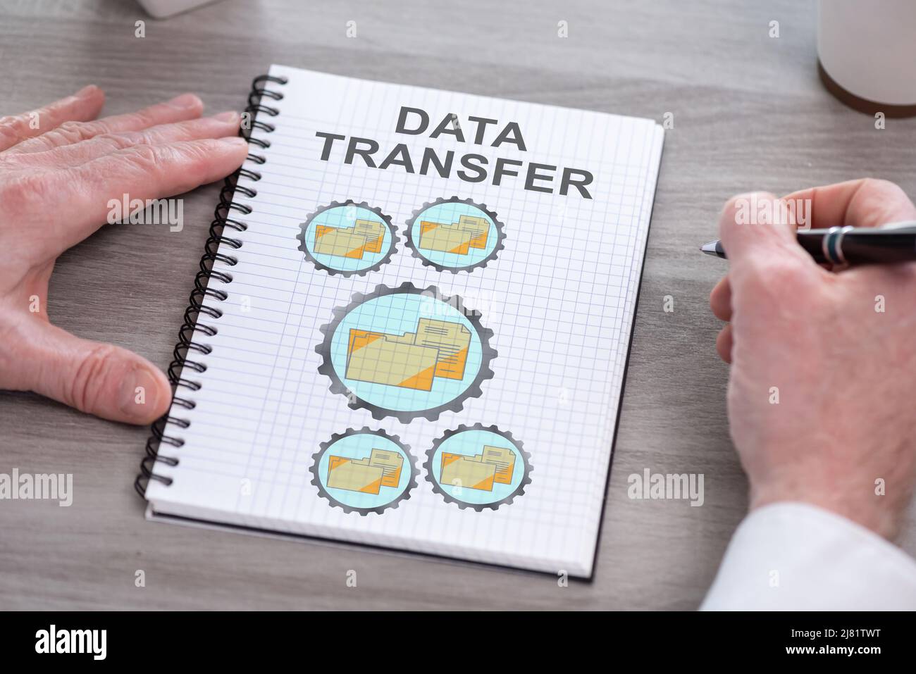 Data transfer concept drawn on a notepad Stock Photo - Alamy