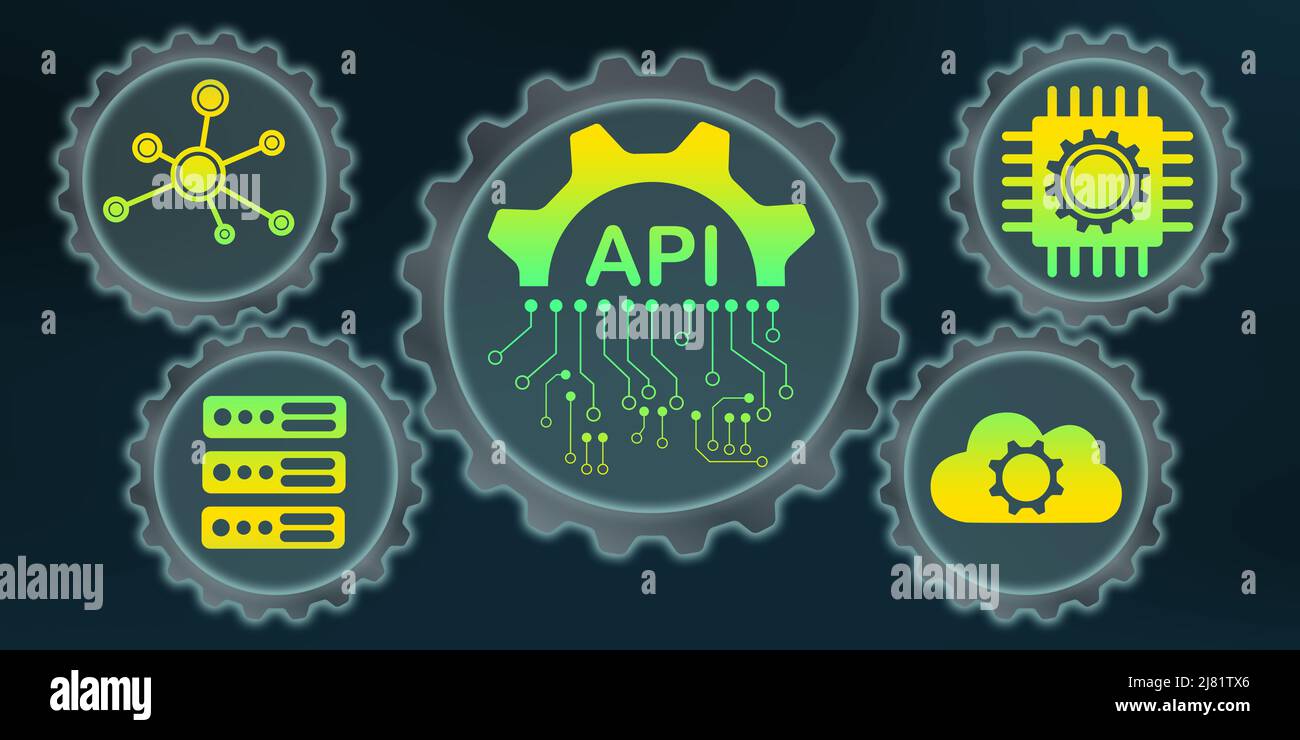 Illustration of an api concept Stock Photo - Alamy