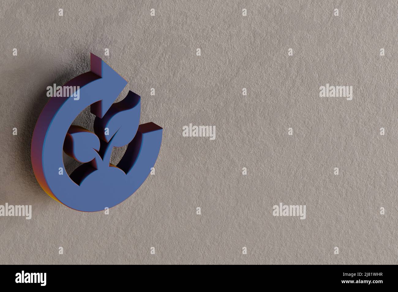 Beautiful abstract illustrations Blue Compost symbol icons on a wall ...