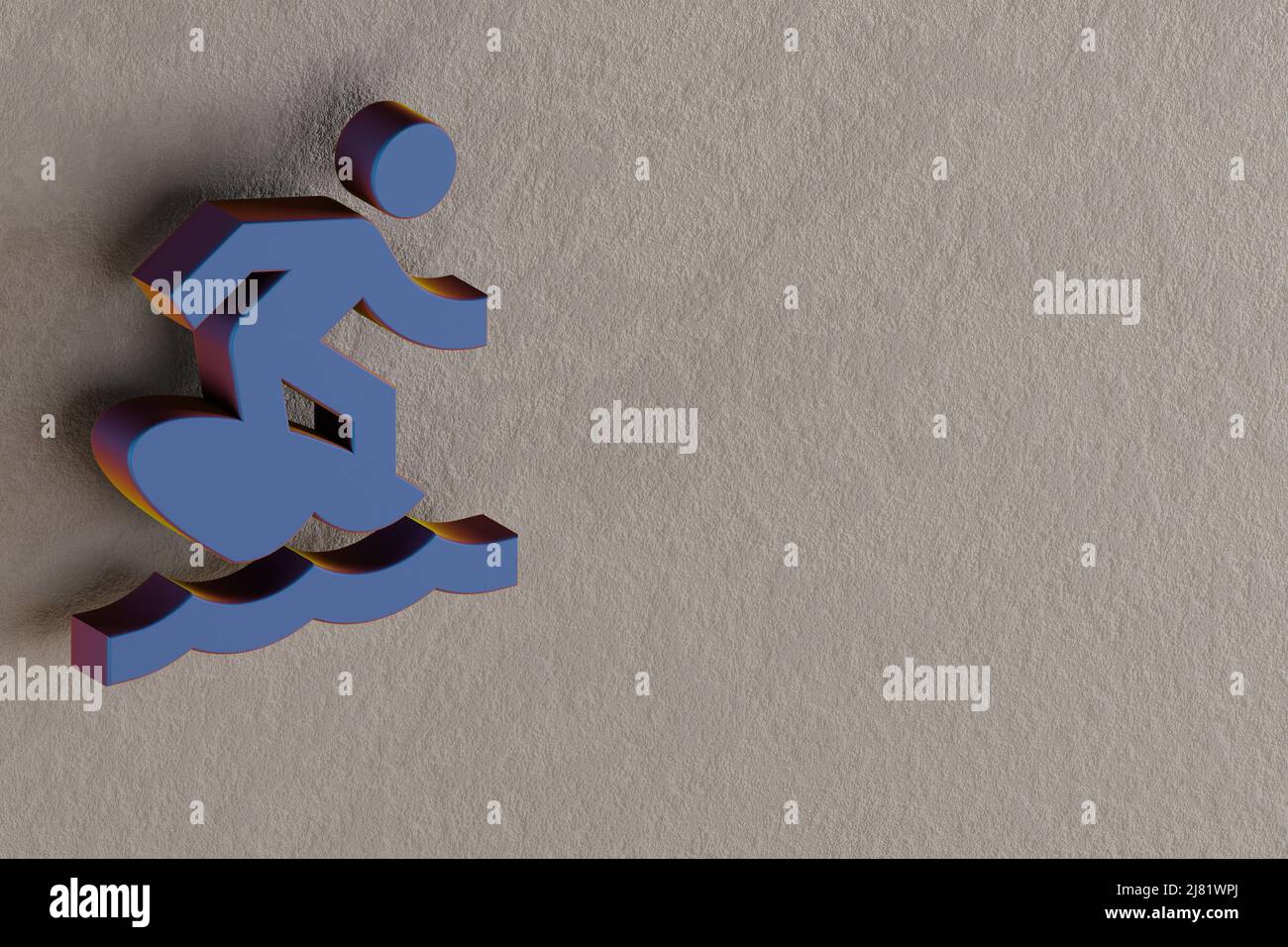 Beautiful abstract illustrations Blue Surfing symbol icons on a wall ...