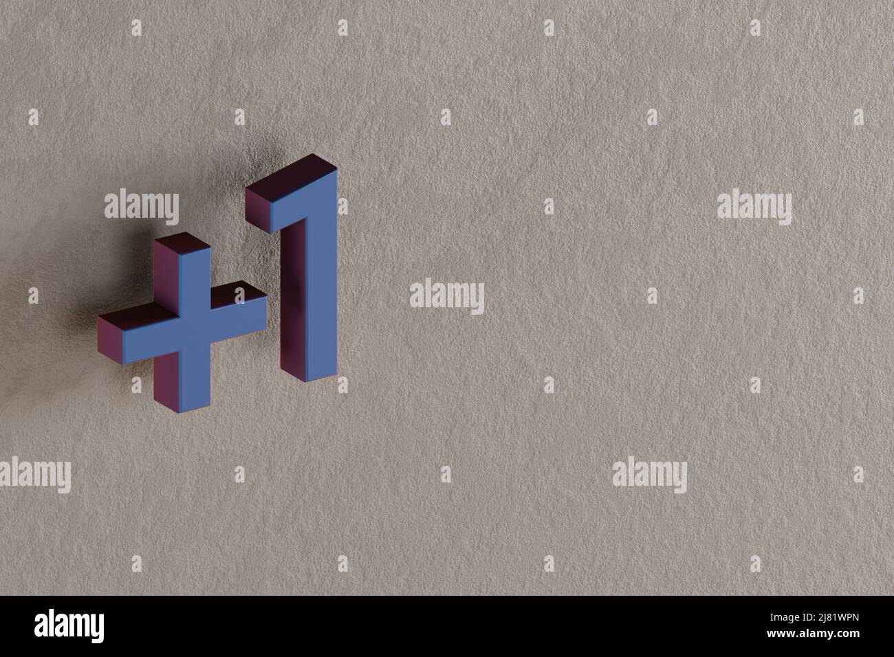 Beautiful abstract illustrations Blue Plus One symbol icons on a wall ...