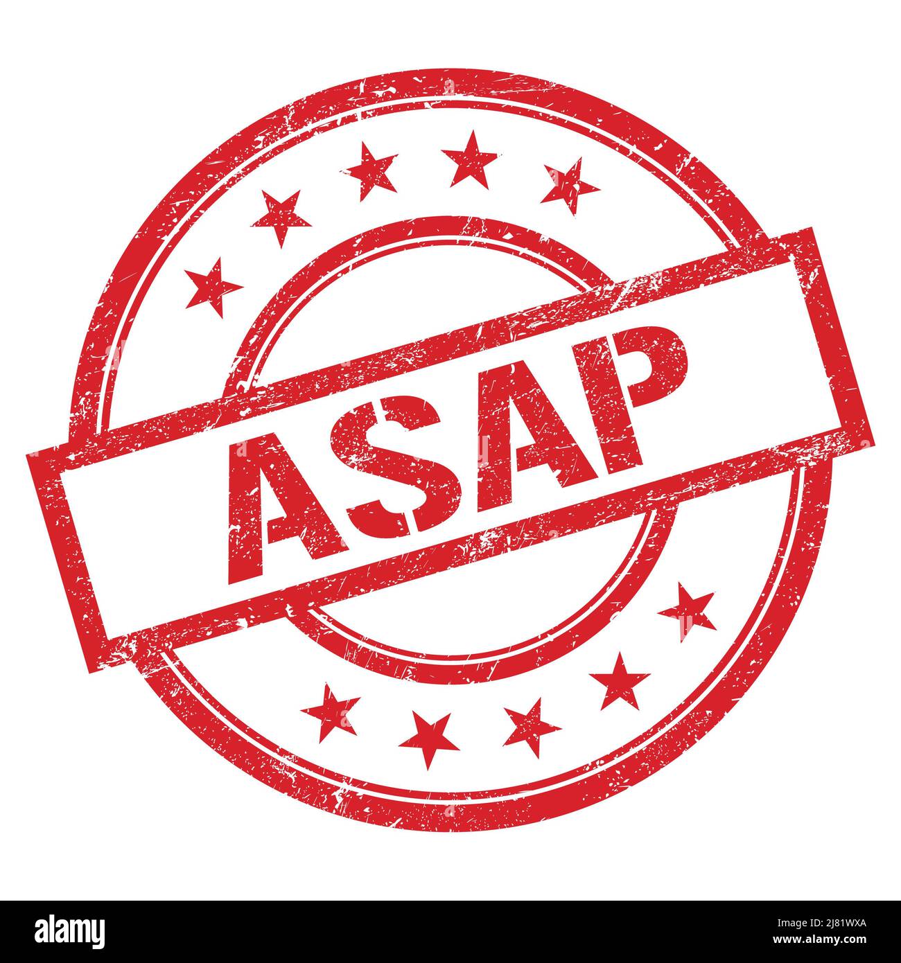 ASAP text written on red round vintage rubber stamp Stock Photo - Alamy