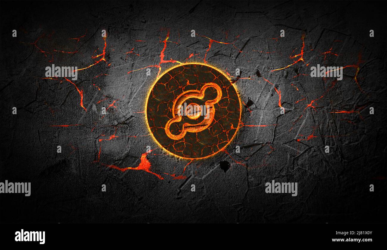 3D rendering cryptocurrency helium coin on colorful background ...