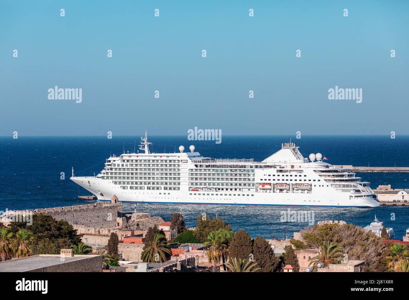 Cruise ship in the port of Rhodes, Greece Stock Photo - Alamy