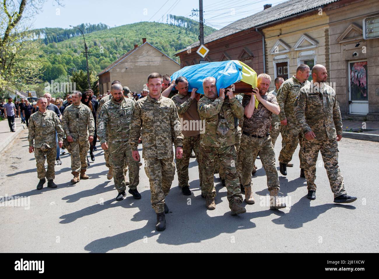 Zakarpatti, Ukraine. May 11, 2022, Servicemen carry the coffin of ...