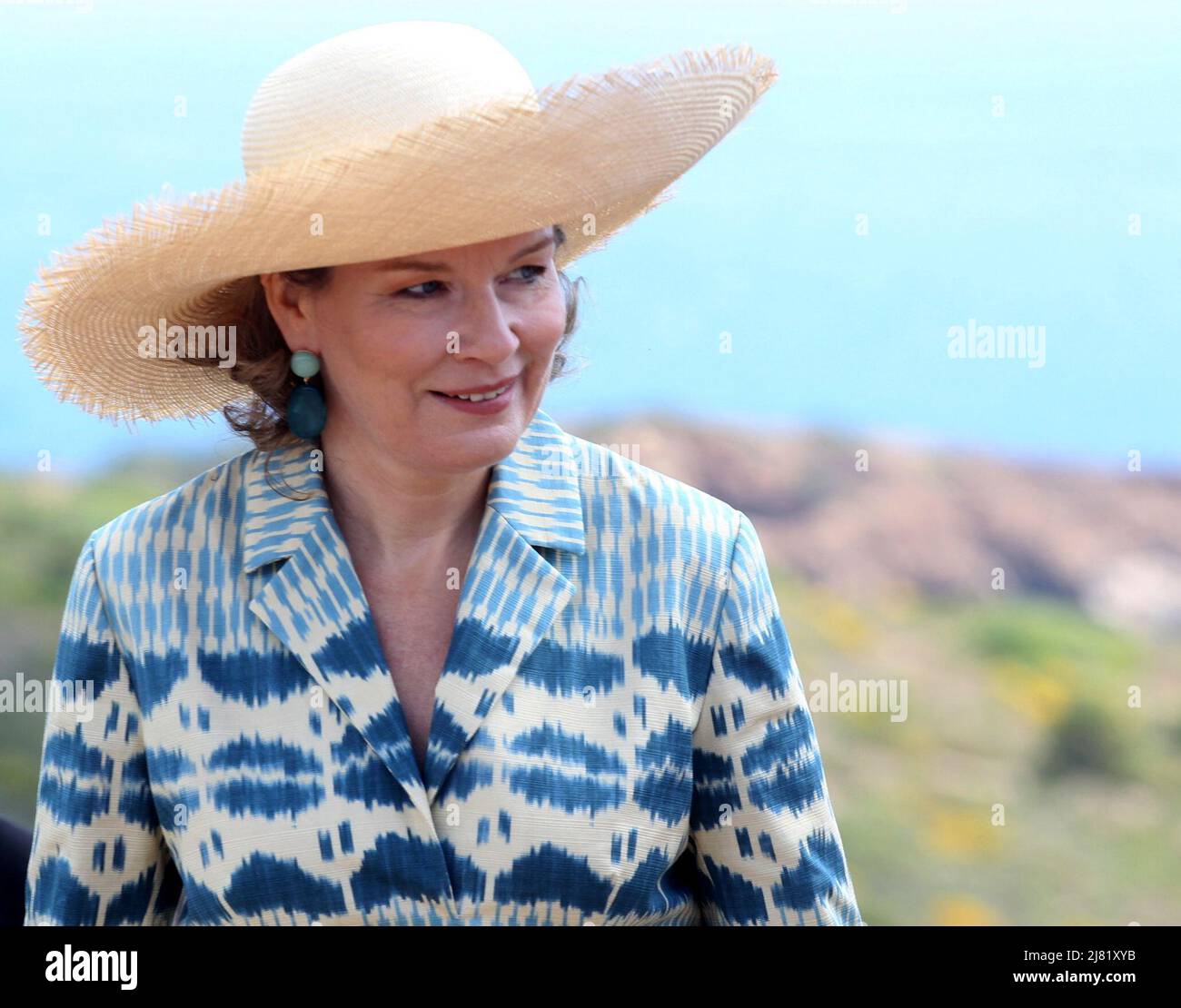 Queen Mathilde of Belgium poses during a visit to the Temple of ...