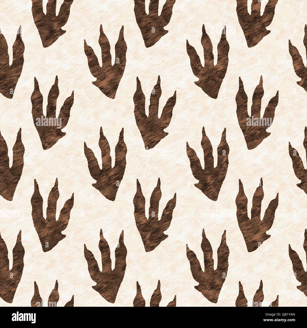Brown hand drawn dinosaur foot print seamless pattern. Gender Neutral ...
