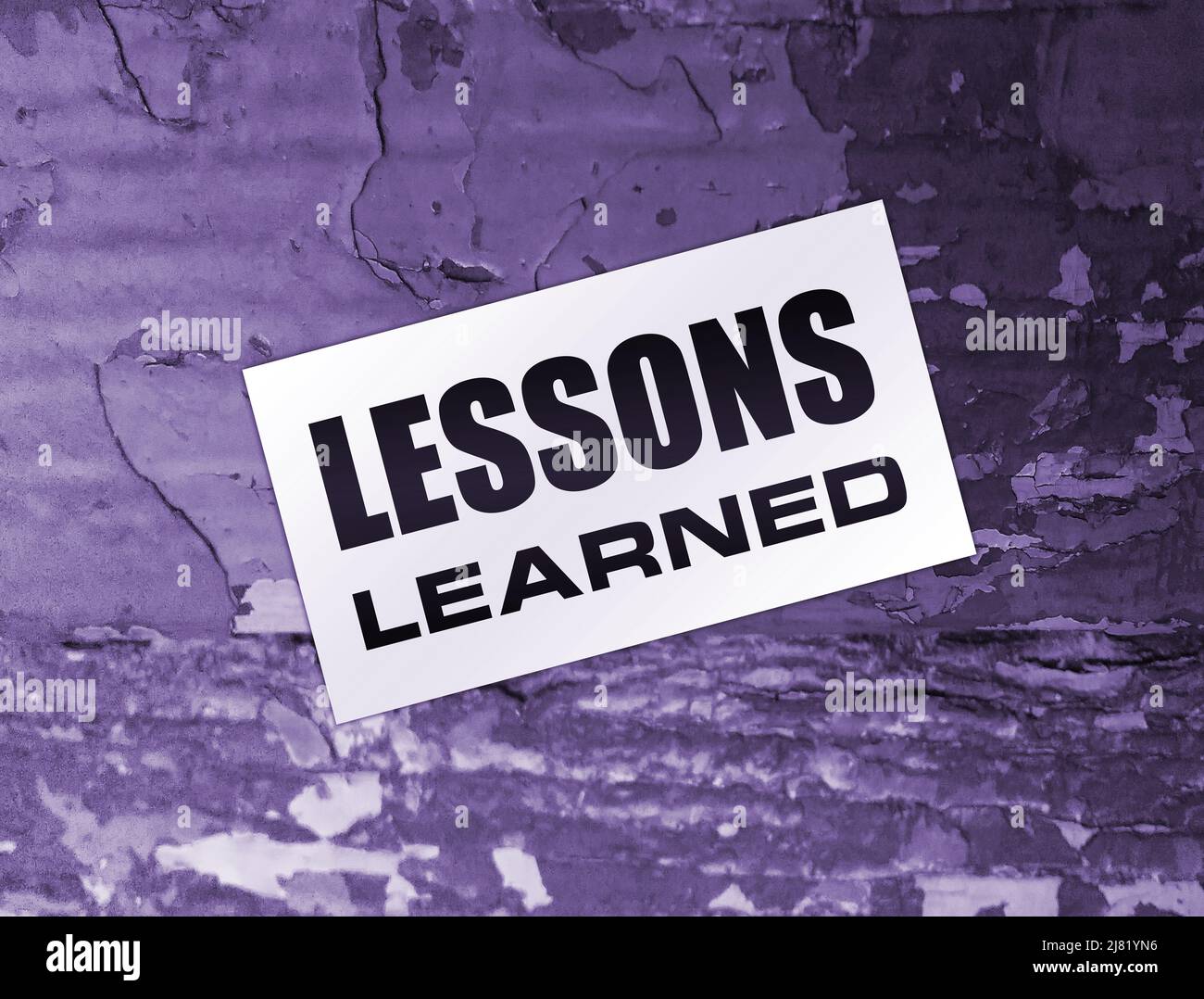 blank card with text Lessons learned on wooden background. Business ...