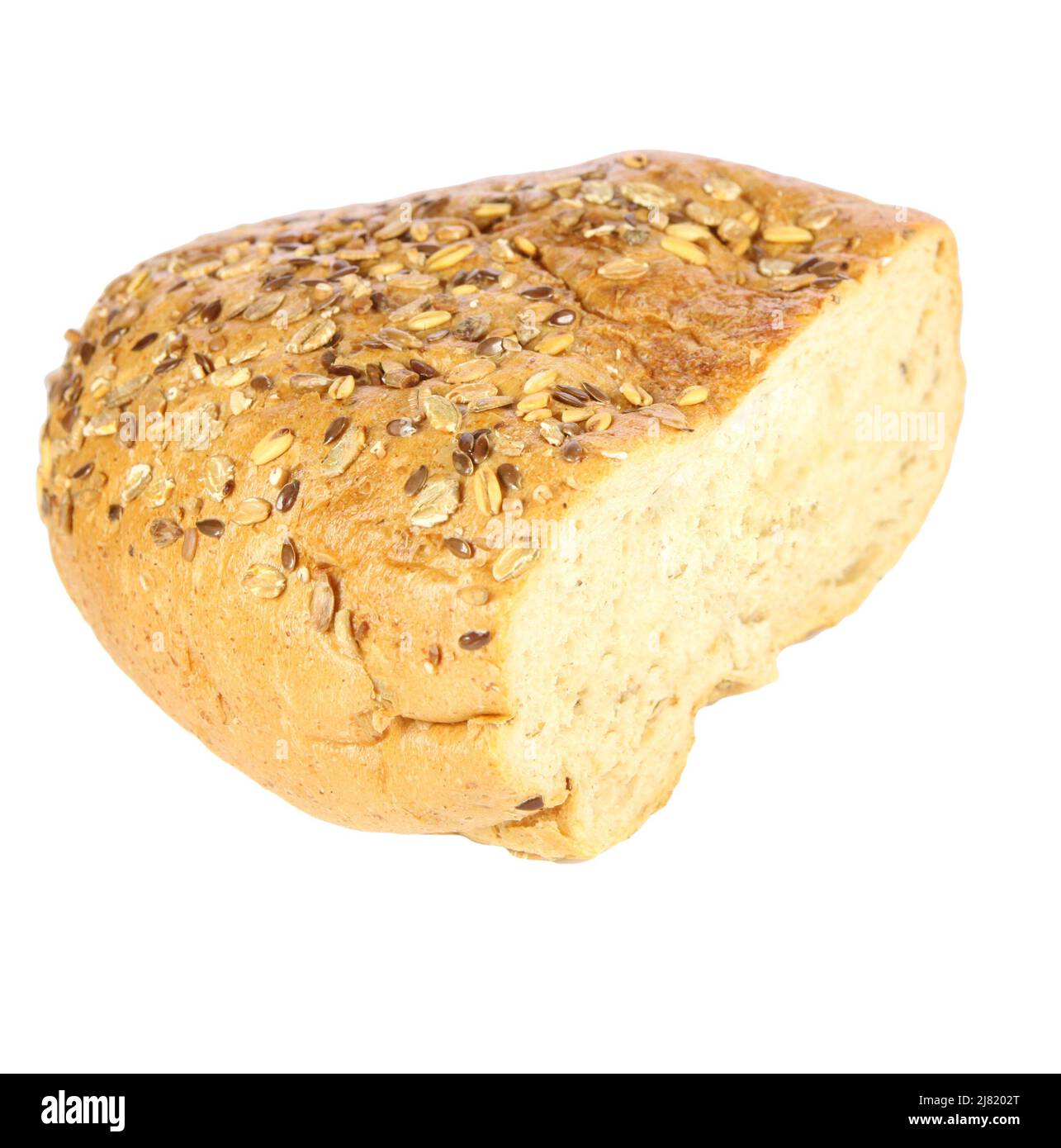 White and dark bread with sesame. Fresh bakery. Real bread on a white ...