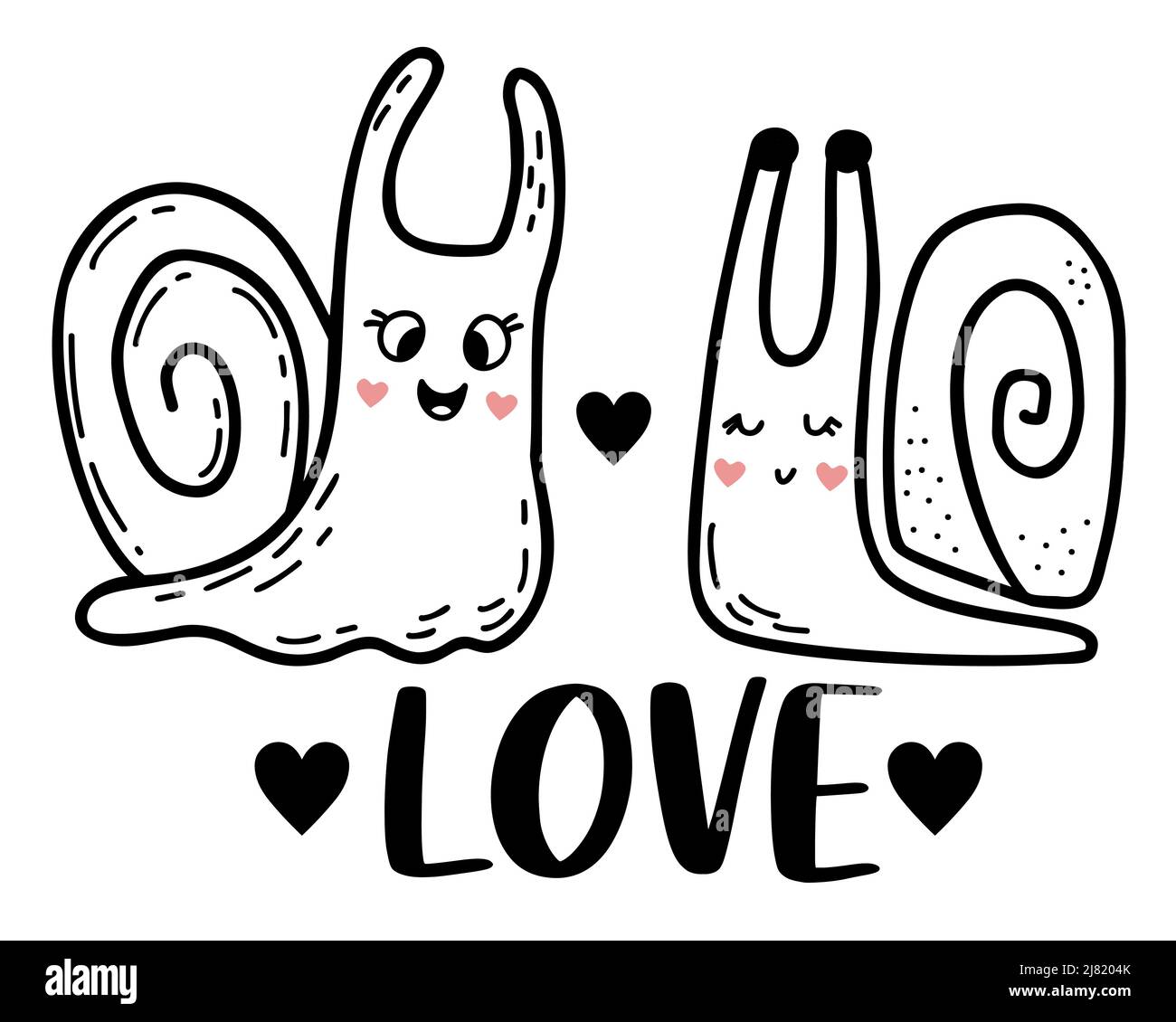 Closeup pair snails in Stock Vector Images - Alamy