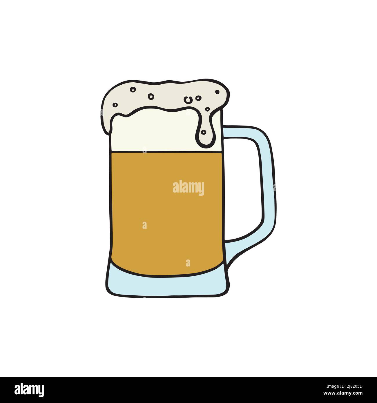 Glass of beer isolated on white background, hand-drawing oktoberfest ...