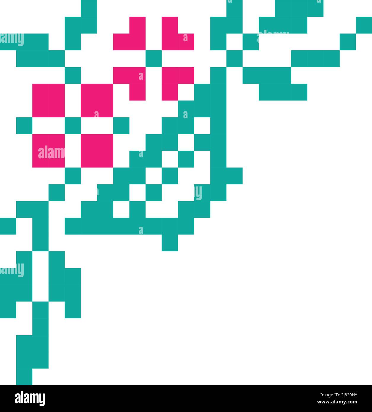 Flower decoration pixel art vector. corner border design for Invitation ...