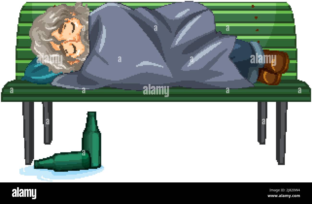 Person asleep on bench Stock Vector Images - Alamy