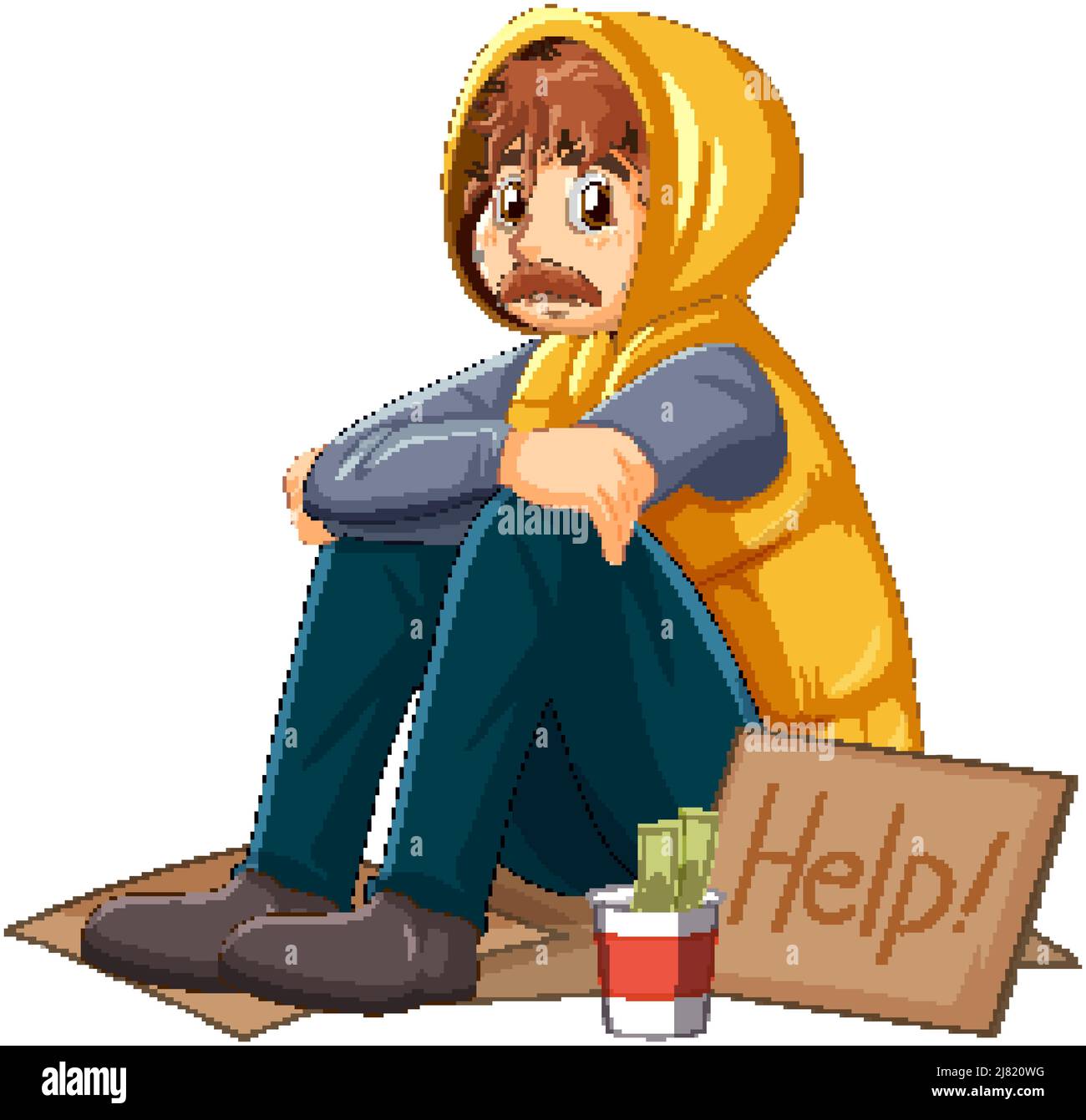 Homeless man cartoon character illustration Stock Vector Image & Art ...