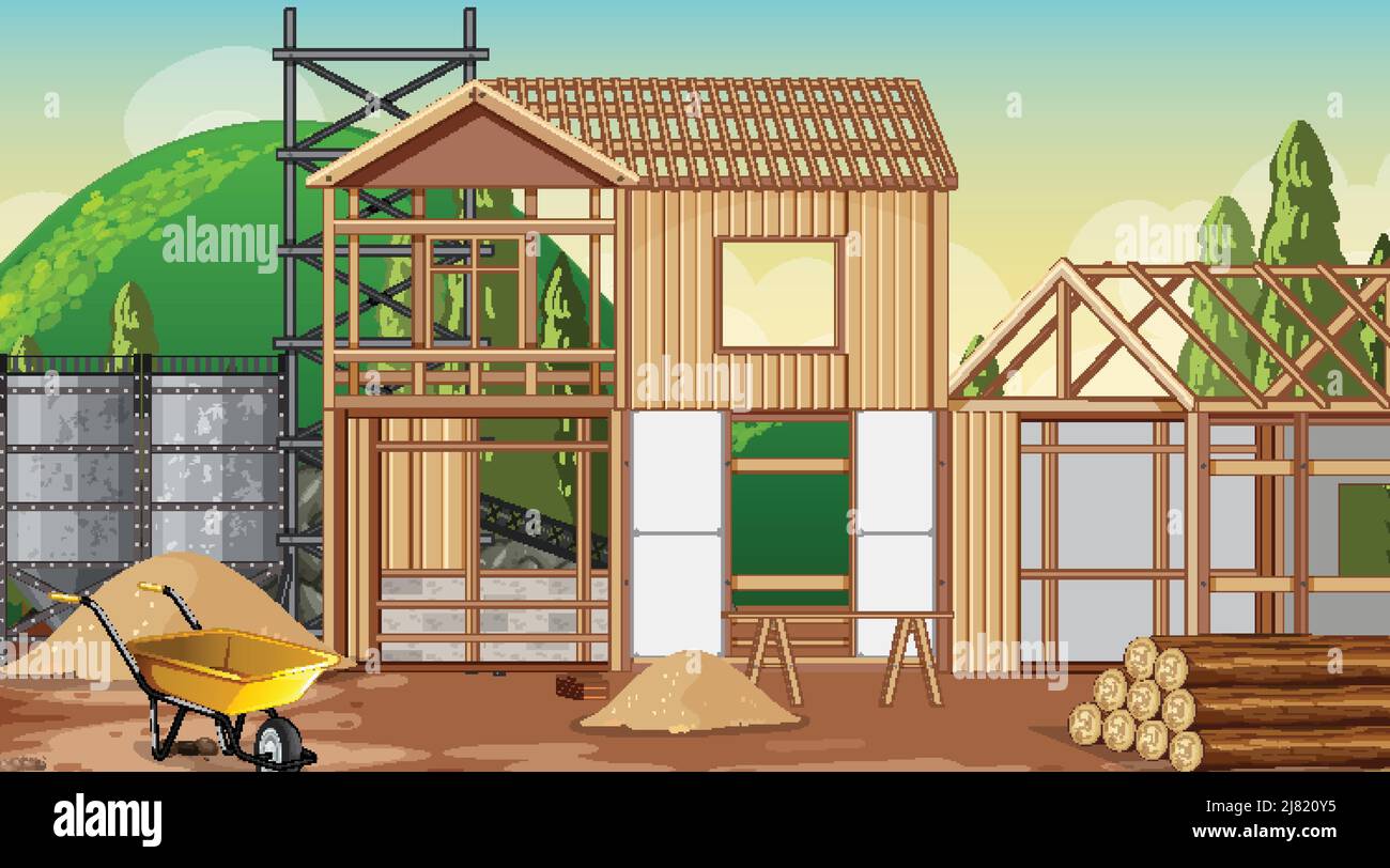 House construction site scene illustration Stock Vector Image & Art - Alamy