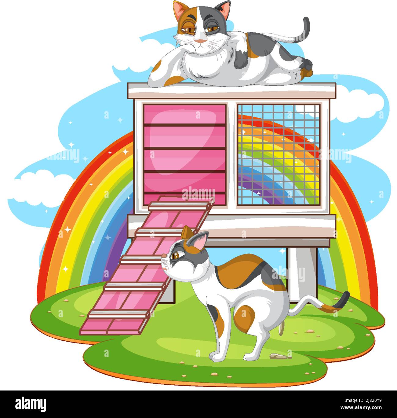 A cat outside the cat house illustration Stock Vector Image & Art - Alamy