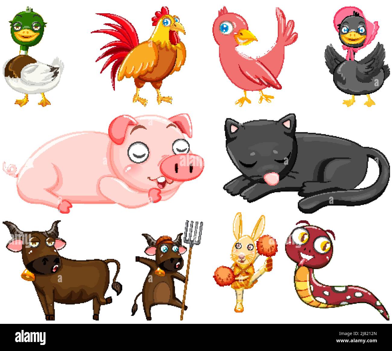 Cute animals with happy smile illustration Stock Vector Image & Art - Alamy