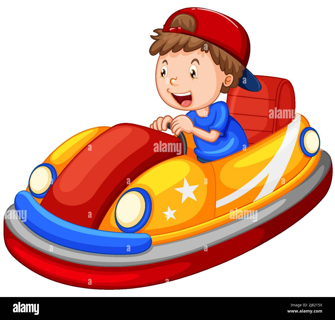 Little boy driving bumper car in cartoon design illustration Stock ...