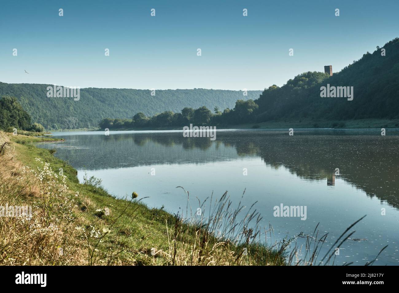 Dniester river landscape. National Nature Park Podilski Tovtry, the ...