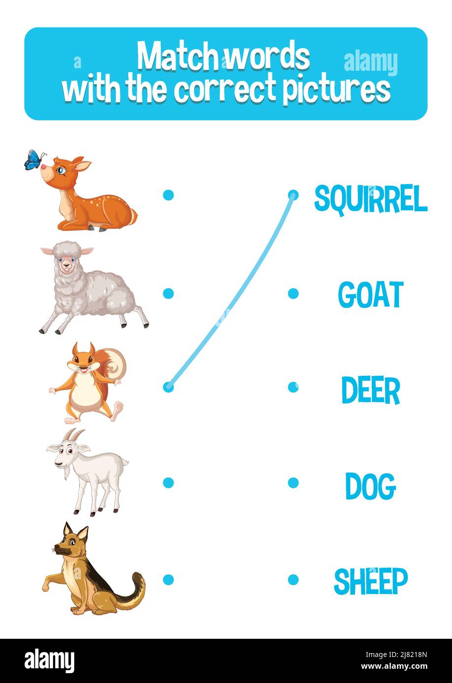 Worksheet design for matching words illustration Stock Vector Image ...