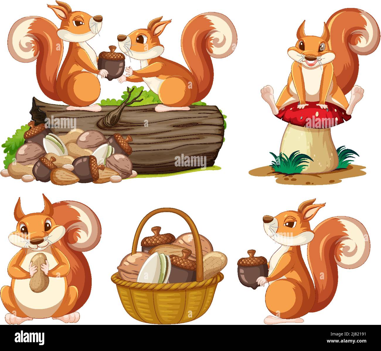 Squirrels in different action illustration Stock Vector Image & Art - Alamy