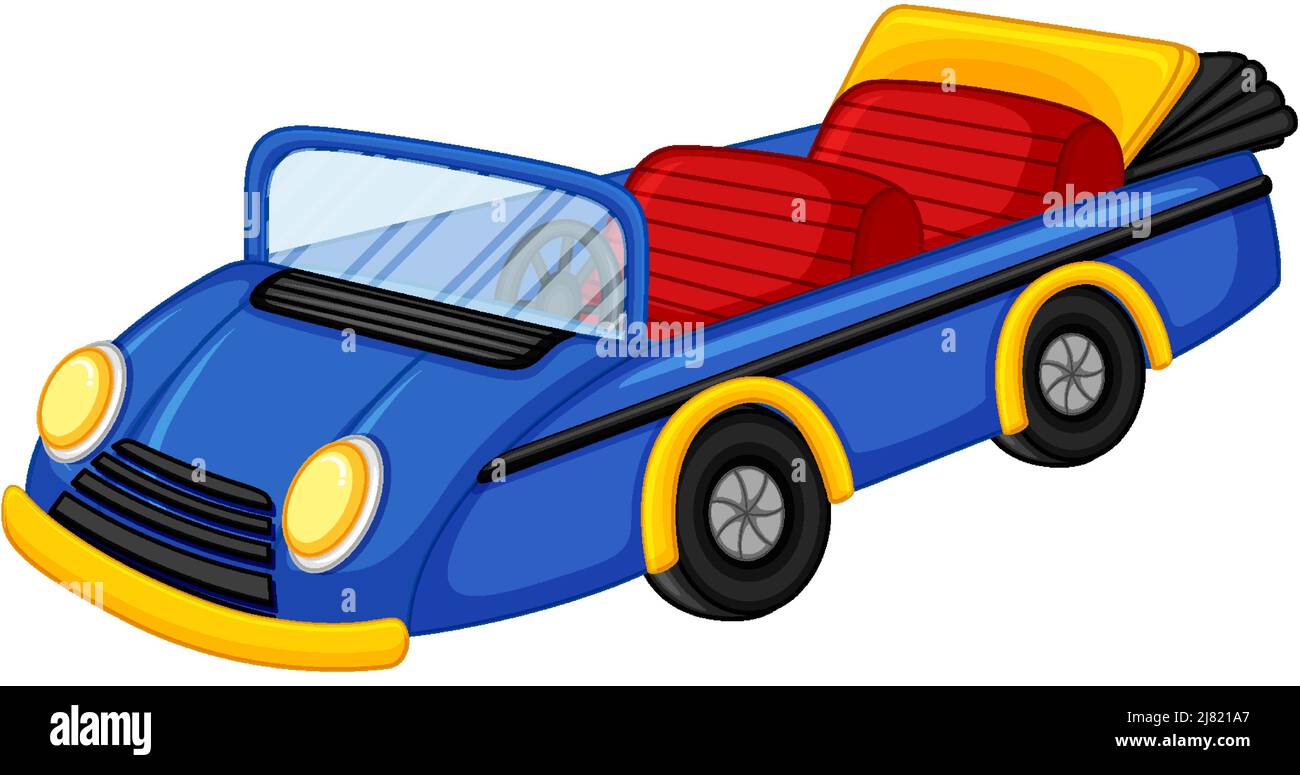 Blue vintage convertible car in cartoon style illustration Stock Vector ...