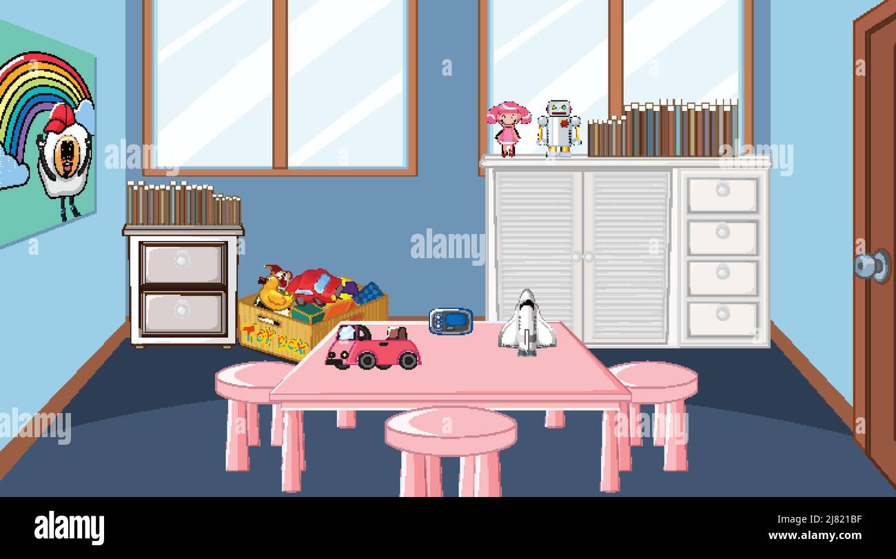 Room with pink table and chairs illustration Stock Vector Image & Art ...
