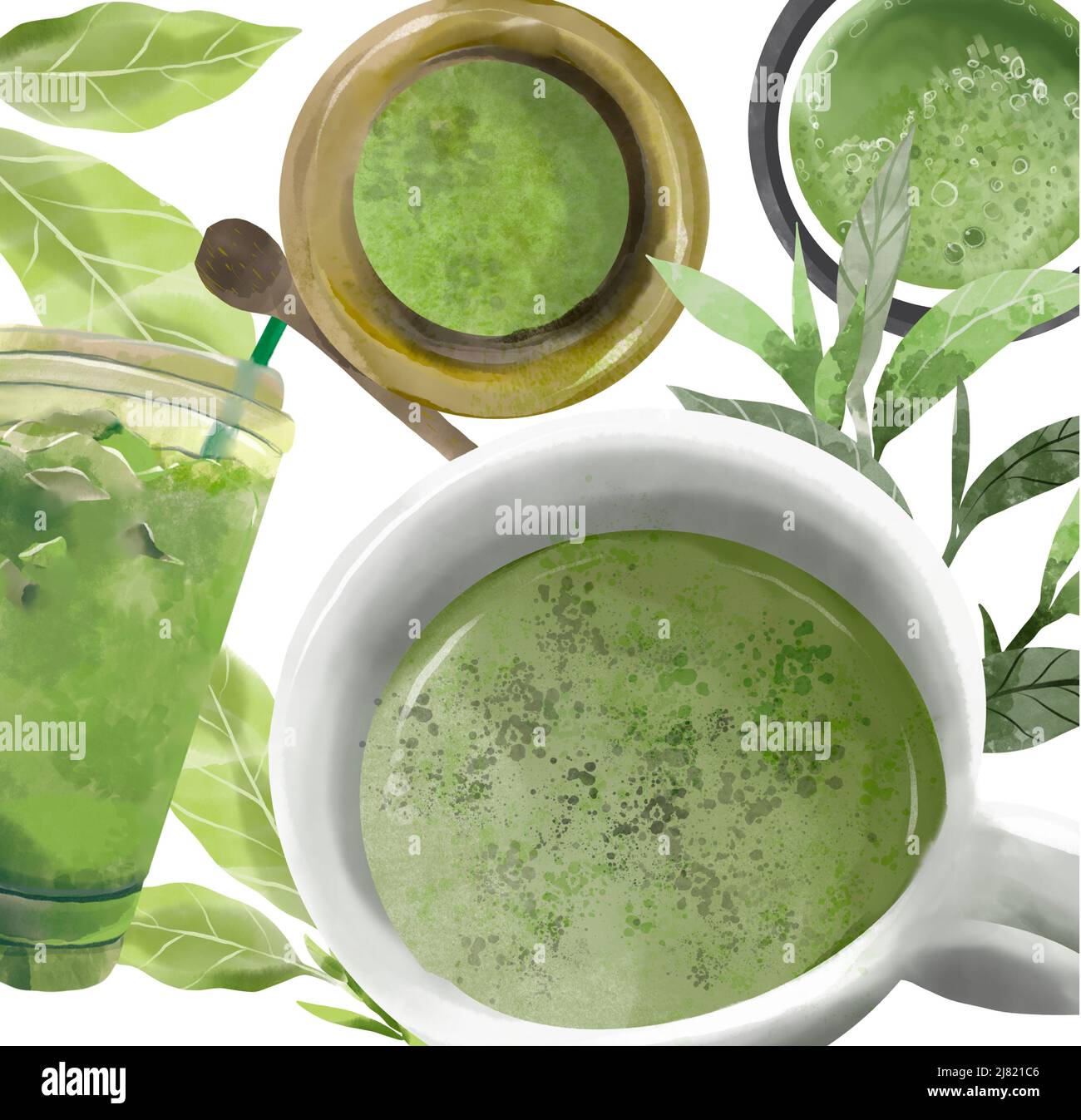 illustration of matcha tea Japanese ceremony advertising banner on dark ...