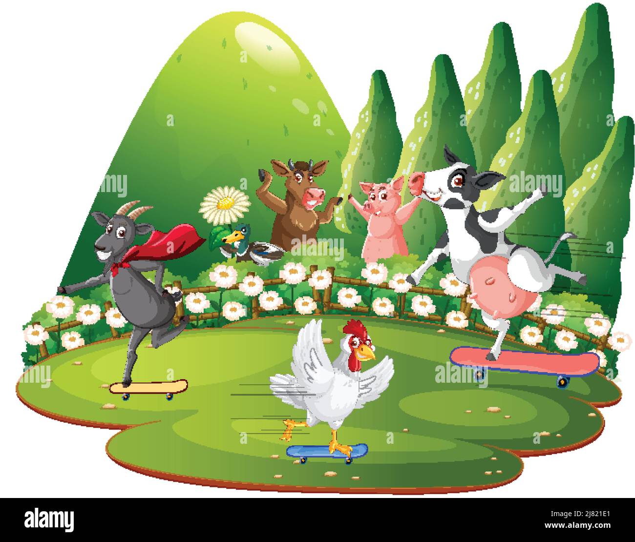 Happy animals in farm cartoon illustration Stock Vector Image & Art - Alamy