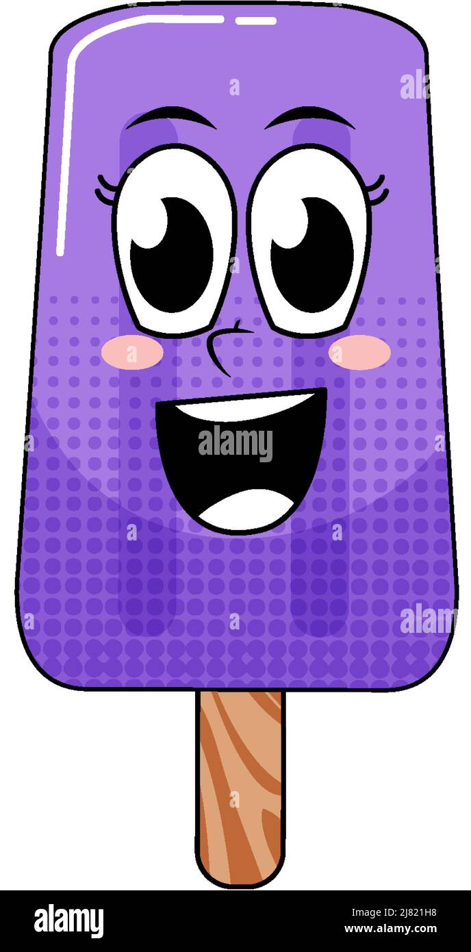 Purple popsicle with happy face illustration Stock Vector Image & Art ...