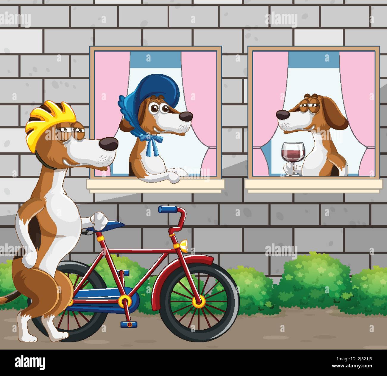 Outdoor scene with cartoon beagles illustration Stock Vector Image ...