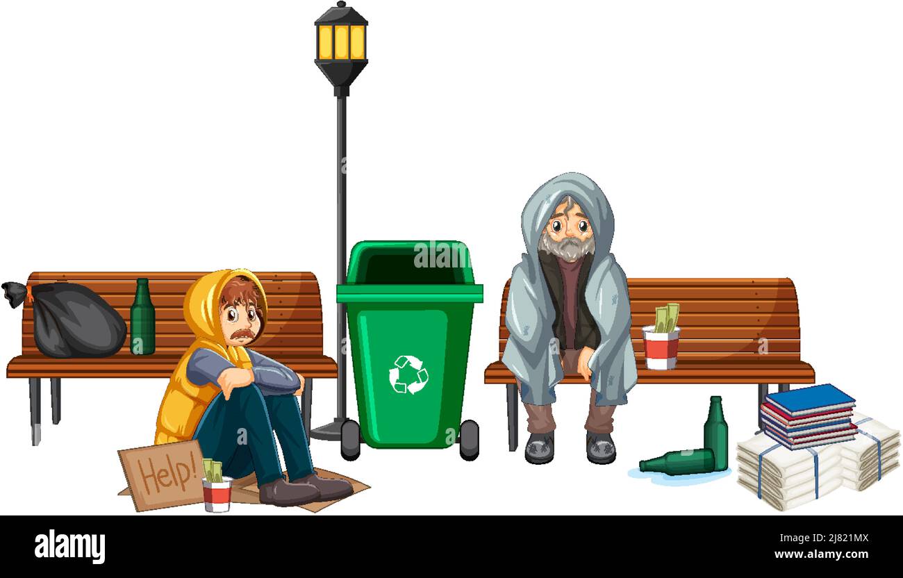 Homeless people in the city illustration Stock Vector Image & Art - Alamy