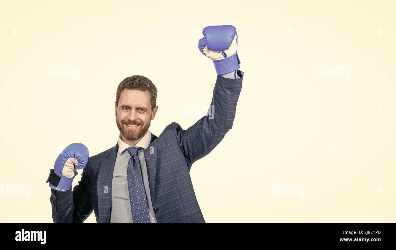 confident man ready for corporate battle. business knockout. boss show ...