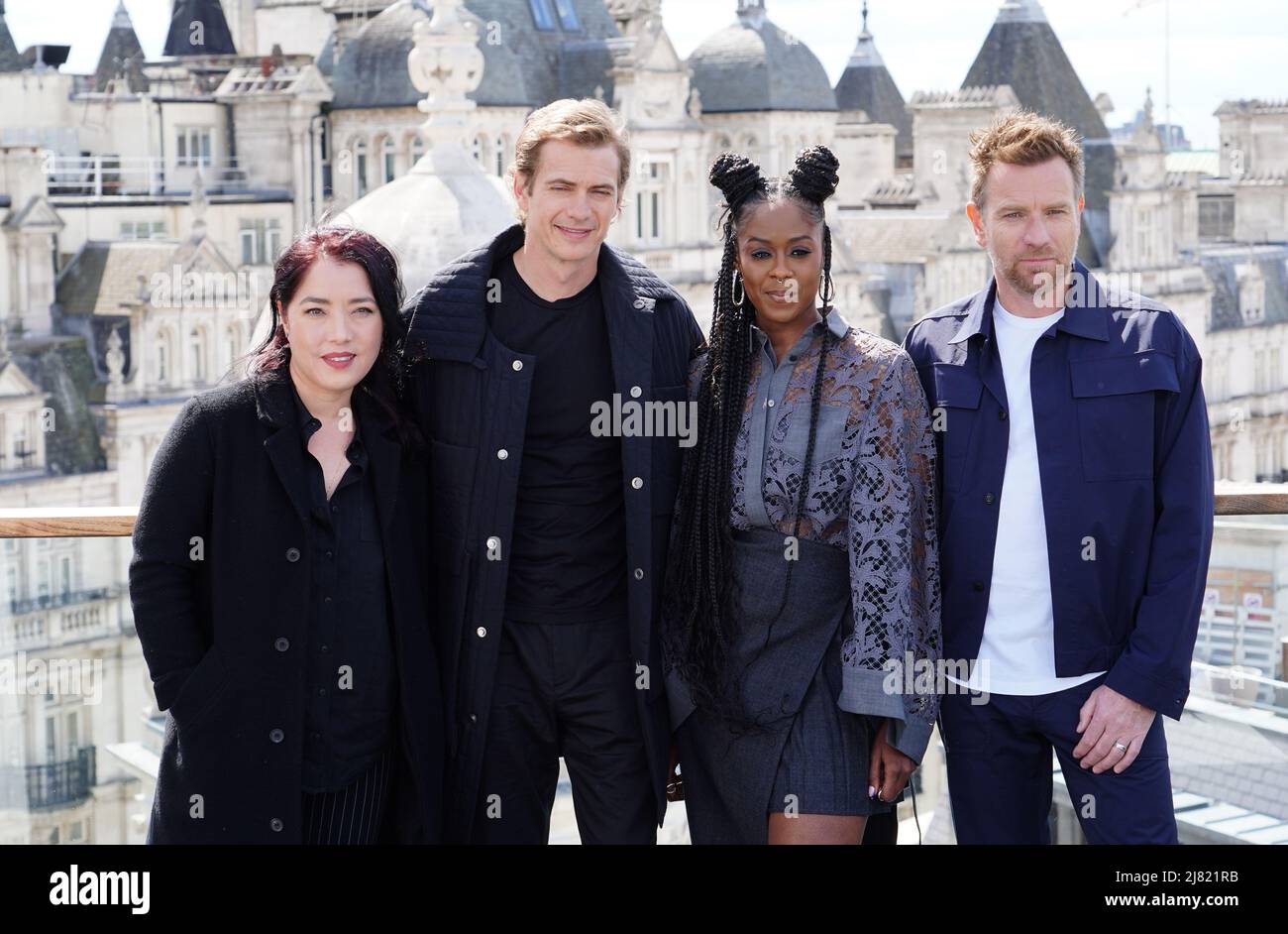 (left to right) Director Deborah Chow, Hayden Christensen, Moses Ingram ...